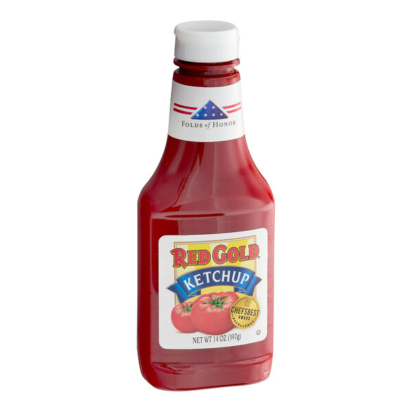 Red Gold 33% Fancy Tomato Ketchup 14 oz. Squeeze Bottle - 24/Case