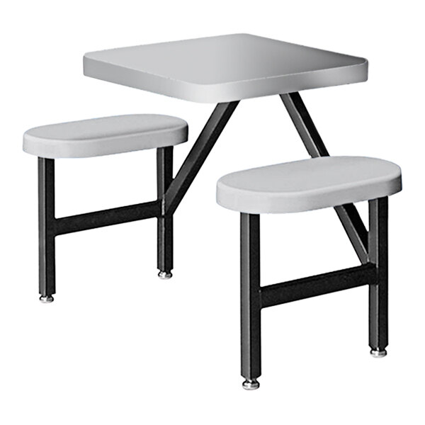 Sol-O-Matic 50" x 22" x 28" Platinum Fiberglass Table with Two Fixed Seats