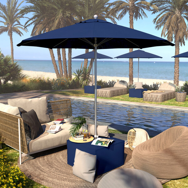 California Umbrella 9' Round Sunbrella Spectrum Indigo Push Lift ...