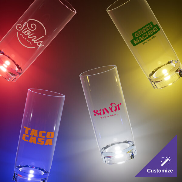 14 oz. Customizable Plastic Cup with Red LED Light - 50/Case