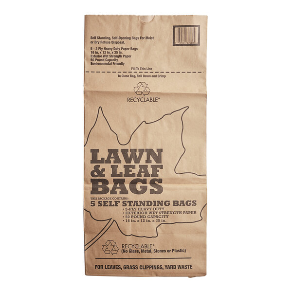 Duro 30 Gallon Self-Standing 2-Ply Printed Natural Kraft Paper Lawn and ...