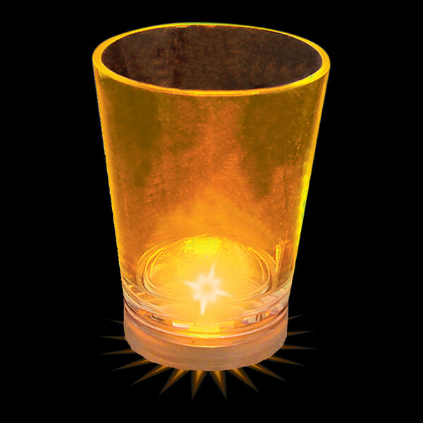 1.25 oz. Customizable Plastic Shot Cup with Yellow LED Light - 100/Case