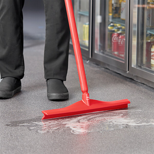 Vikan 71504 19 11/16" Red Ultra-Hygienic Single Blade Rubber Floor ...