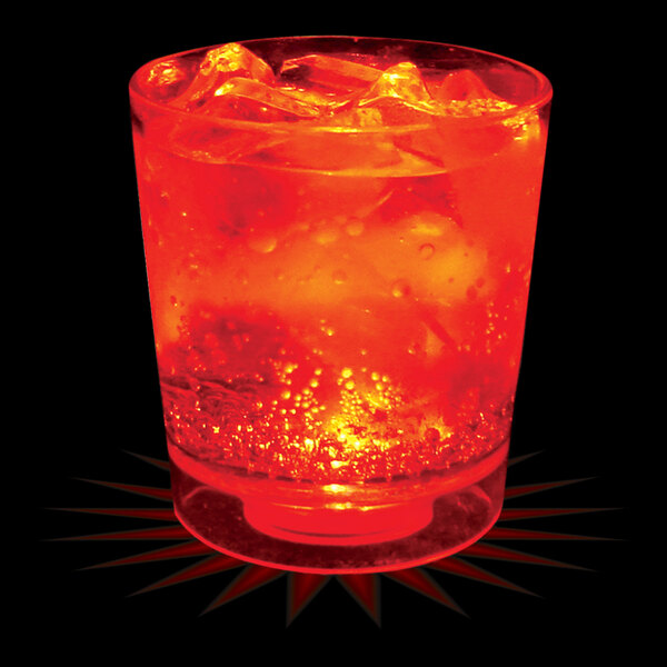6 oz. Customizable Plastic Rocks Cup with Red LED Light - 100/Case