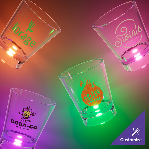 1.5 oz. Customizable Plastic Shot Cup with Pink LED Light - 100/Case