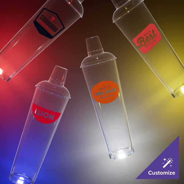 24 oz. Customizable Plastic Shaker with Blue LED Light - 25/Case