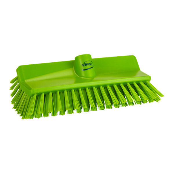 Vikan 704777 10 3/8" Lime High-Low Brush Head with Medium Stiff Bristles