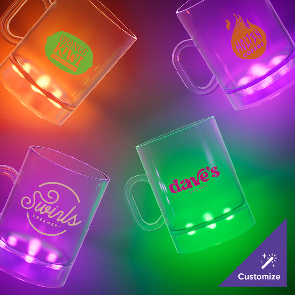 16 oz. Customizable Plastic Mug with Purple LED Light - 50/Case