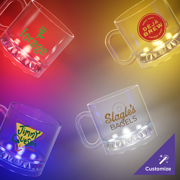 12 oz. Customizable Plastic Mug with Blue LED Light - 50/Case