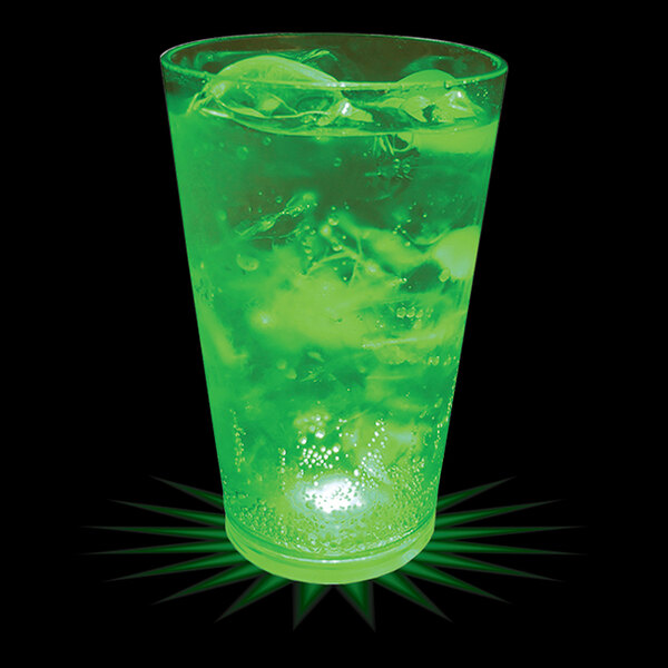 16 oz. Customizable Plastic Pint Cup with Green LED Light - 100/Case