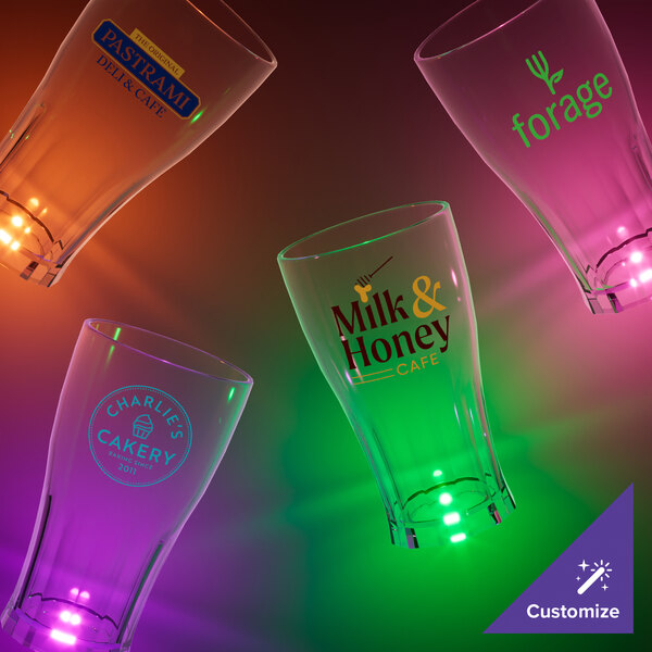 12 oz. Customizable Plastic Soda Cup with Purple LED Light - 50/Case