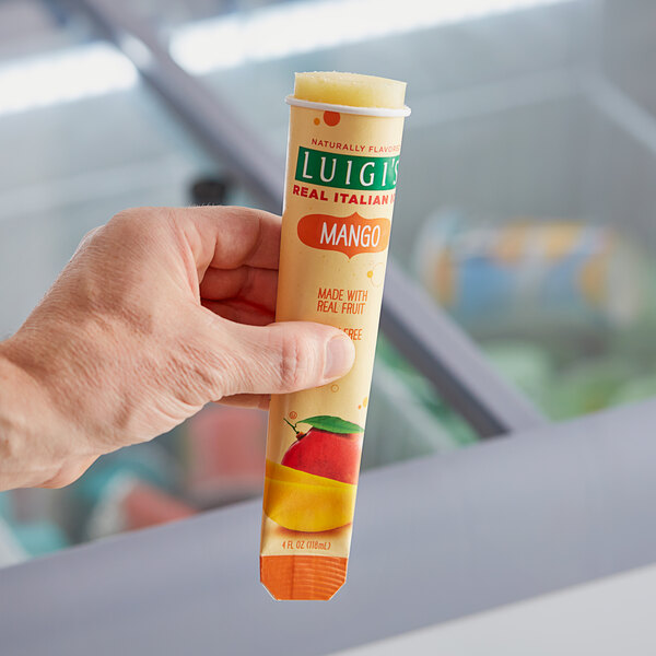 Luigi's Mango Italian Ice Tube 4 fl. oz. - 24/Case