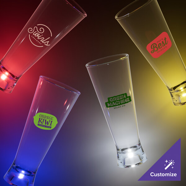 16 oz. Customizable Plastic Pilsner Cup with Blue LED Light - 50/Case