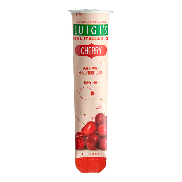 Luigi's Cherry Italian Ice Tube 4 fl. oz. - 24/Case