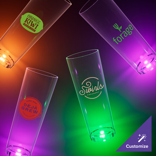 24 oz. Customizable Plastic Cup with Green LED Light - 25/Case