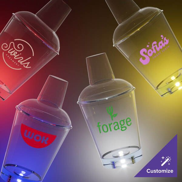 12 oz. Customizable Plastic Shaker with Blue LED Light - 50/Case