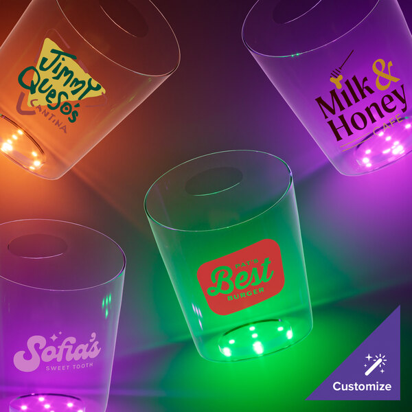 125 oz. Customizable Plastic Champagne Bucket with 5 Purple LED Lights ...