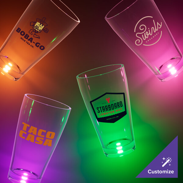 20 oz. Customizable Plastic Cup with Purple LED Light - 100/Case