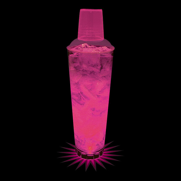 24 oz. Customizable Plastic Shaker with Pink LED Light - 25/Case