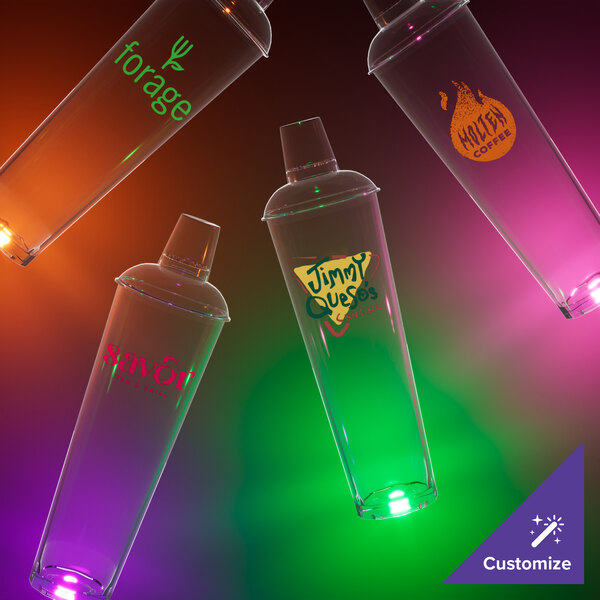 24 oz. Customizable Plastic Shaker with Orange LED Light - 25/Case