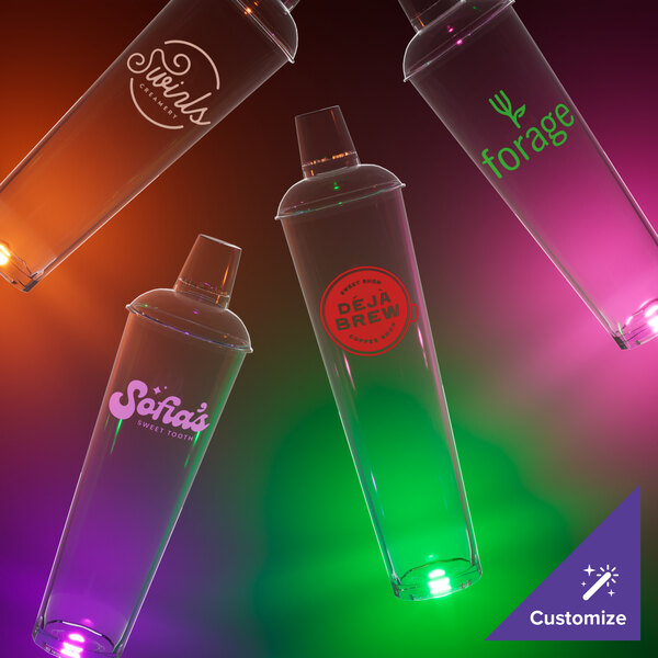 32 oz. Customizable Plastic Shaker Cup with Pink LED Light - 25/Case