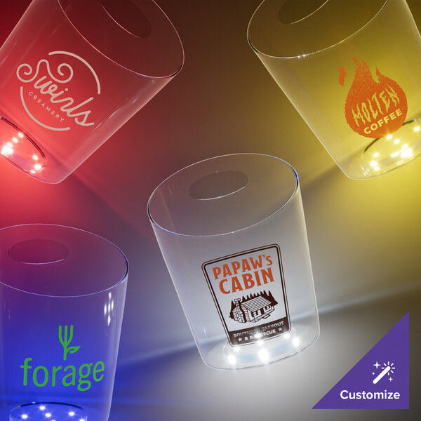 125 oz. Customizable Plastic Champagne Bucket with 5 Yellow LED Lights ...