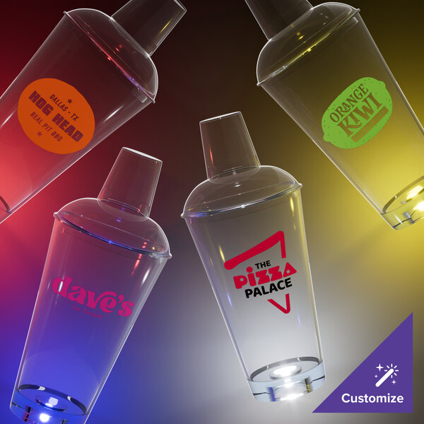 16 oz. Customizable Plastic Shaker with Red LED Light - 50/Case
