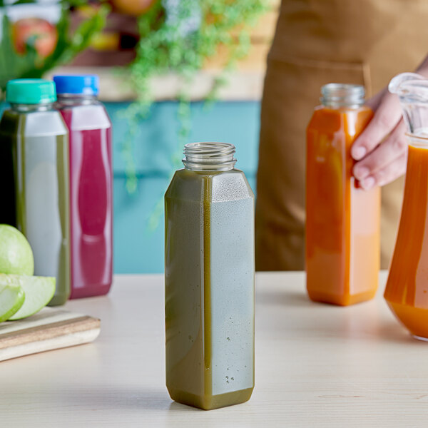 Captiva Containers 12 oz. Tall Square rPET Clear Juice Bottle - 228/Bag