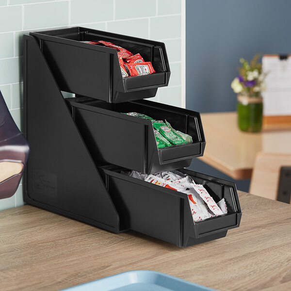 Vollrath 4843-06 Traex® Black Self-Serve Condiment Bin Stand Set with 3 ...