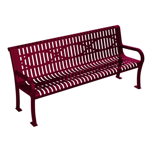 Ultra Site Lexington 6' Burgundy Wave Bench with Backrest 75" x 26 7/8 ...