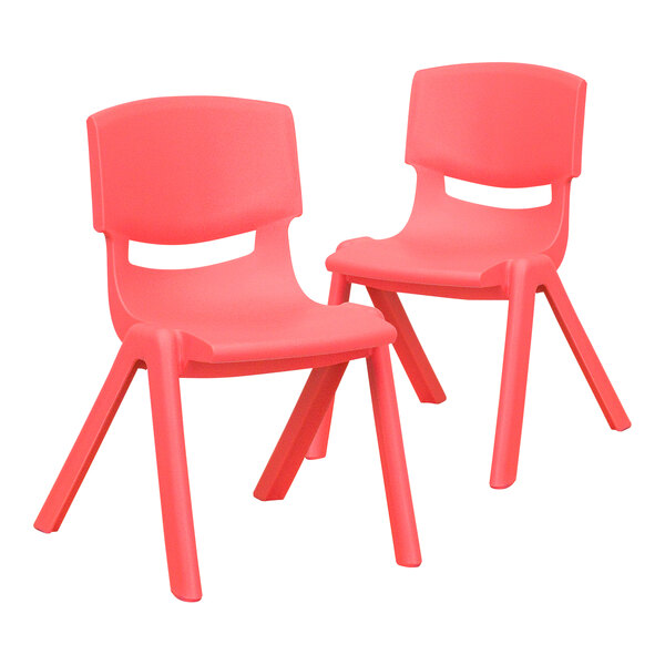 Flash Furniture Whitney 12" Red Plastic Stackable Chair Set - 2/Set