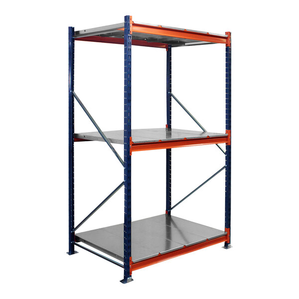 Interlake Mecalux 60" x 24" x 84" Blue / Orange Bulk Rack Starter with ...