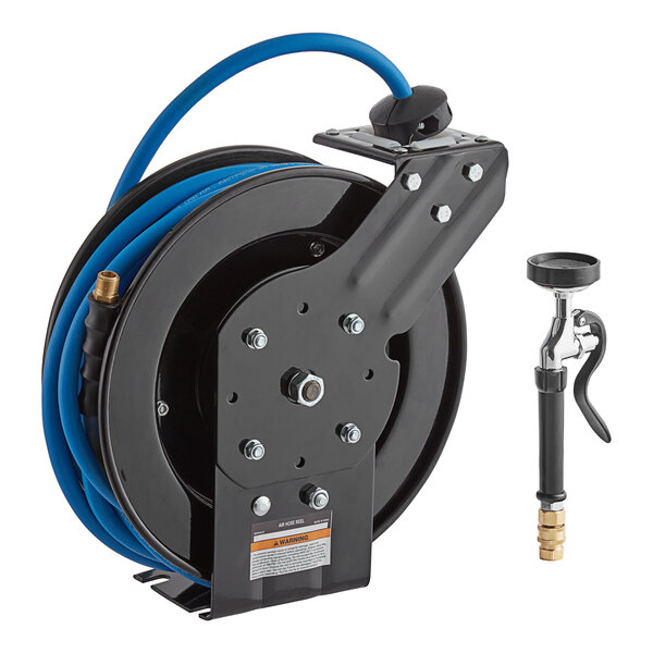 Regency Open Powder-Coated Steel Hose Reel with 35' Hose and Spray Valve