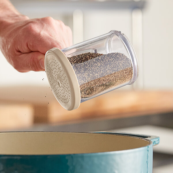 Carlisle 8 oz. Polycarbonate Shaker / Dredge with Beige Lid for Salt ...