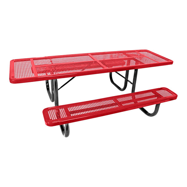 Ultra Site 8' Red Extra Heavy-Duty Double-Sided ADA Rectangular ...