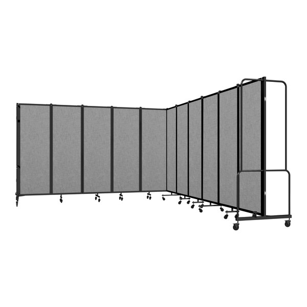 National Public Seating Robo 6' x 21' 4" Gray Mobile Room Divider with ...