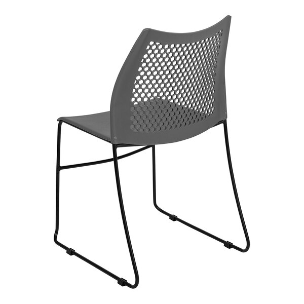 Flash Furniture Hercules Gray Ventilated Contoured Stacking Chair with ...