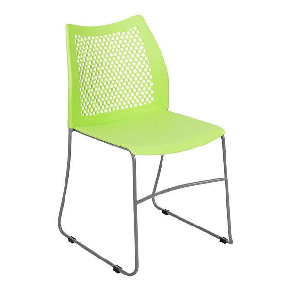 Flash Furniture Hercules Green Ventilated Contoured Stacking Chair with ...
