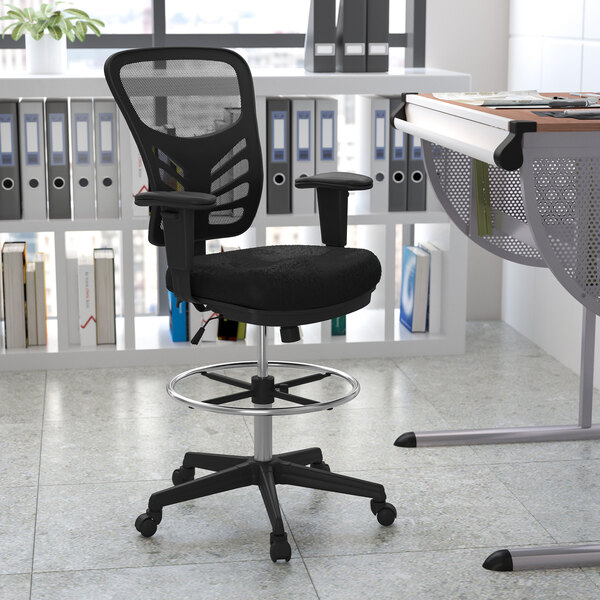 Flash Furniture Tyler Black Mesh Mid-Back Drafting Chair with ...