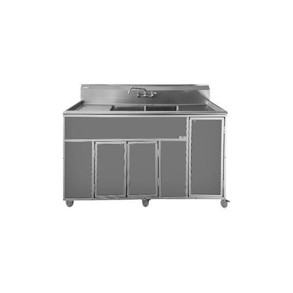 Monsam PSE-2002LA-GRAY Gray Double Deep Basin Portable Commercial Sink ...