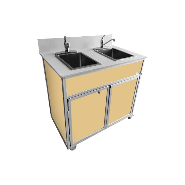 Monsam NS-002-MAPLE Maple Double Basin Portable Self-Contained Sink