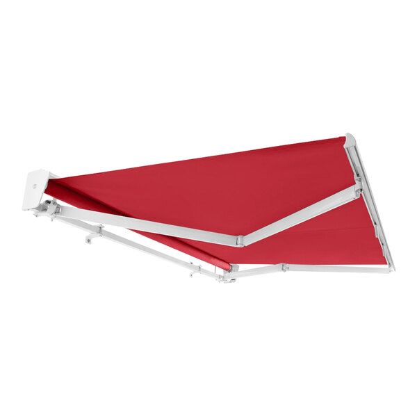 Awntech Destin 12' Red Heavy-Duty Manual Retractable Patio Awning with ...