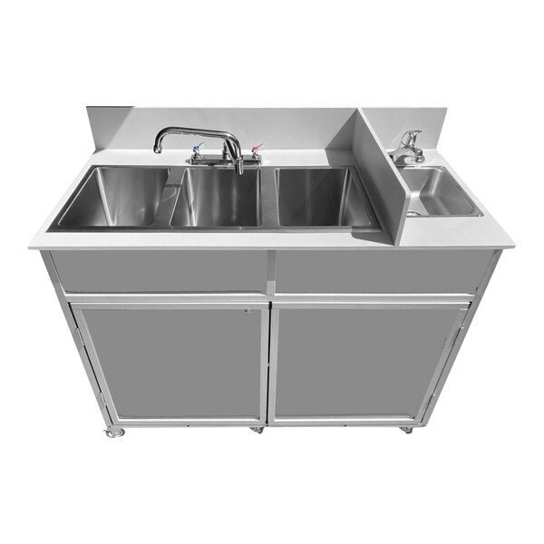 Monsam PSE-2004R-GRAY Gray Four Deep Basin Portable Commercial Sink