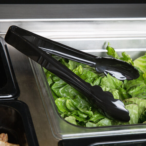 Carlisle 470903 Carly 9" Black Plastic Utility Tongs
