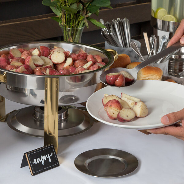 Choice 4 Qt. Round Chafer with Gold Accents - WebstaurantStore