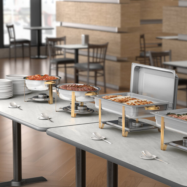 Choice 4 Qt. Round Chafer with Gold Accents - WebstaurantStore