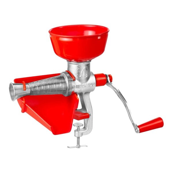 Tre Spade Red Stainless Steel Manual Tomato Squeezer with Plastic Bowl ...