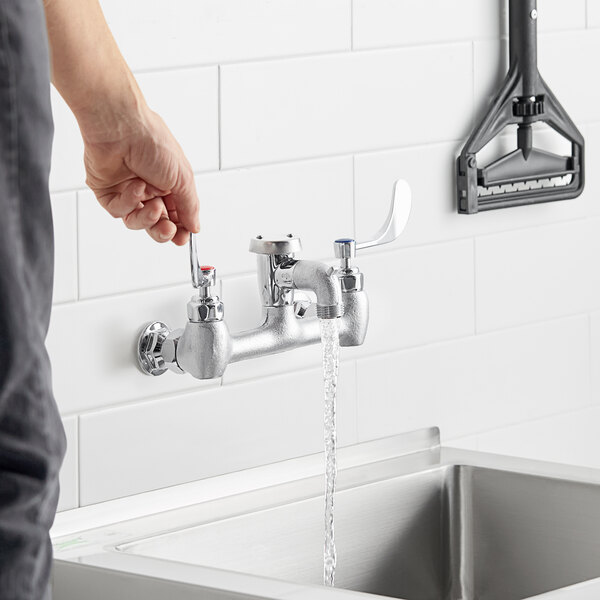Waterloo Wall-Mounted Service Sink Faucet with 8" Centers and Wrist ...