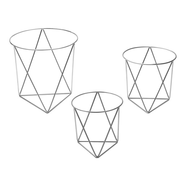 American Metalcraft 3-Piece Stainless Steel Metal Geometric Pizza Stand Set