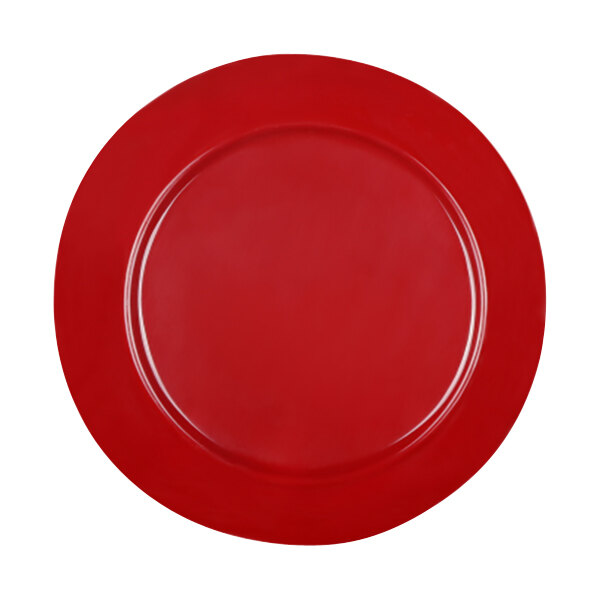 Elite Global Solutions Maya 9" Red Reactive Glaze Round Melamine Plate ...